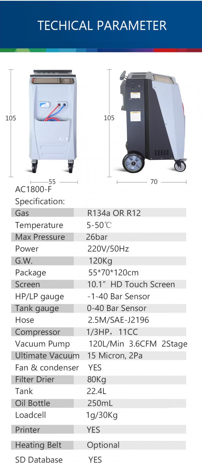 R134a Refrigerant Recycling Recharging AC Gas Recovery Machine 110V