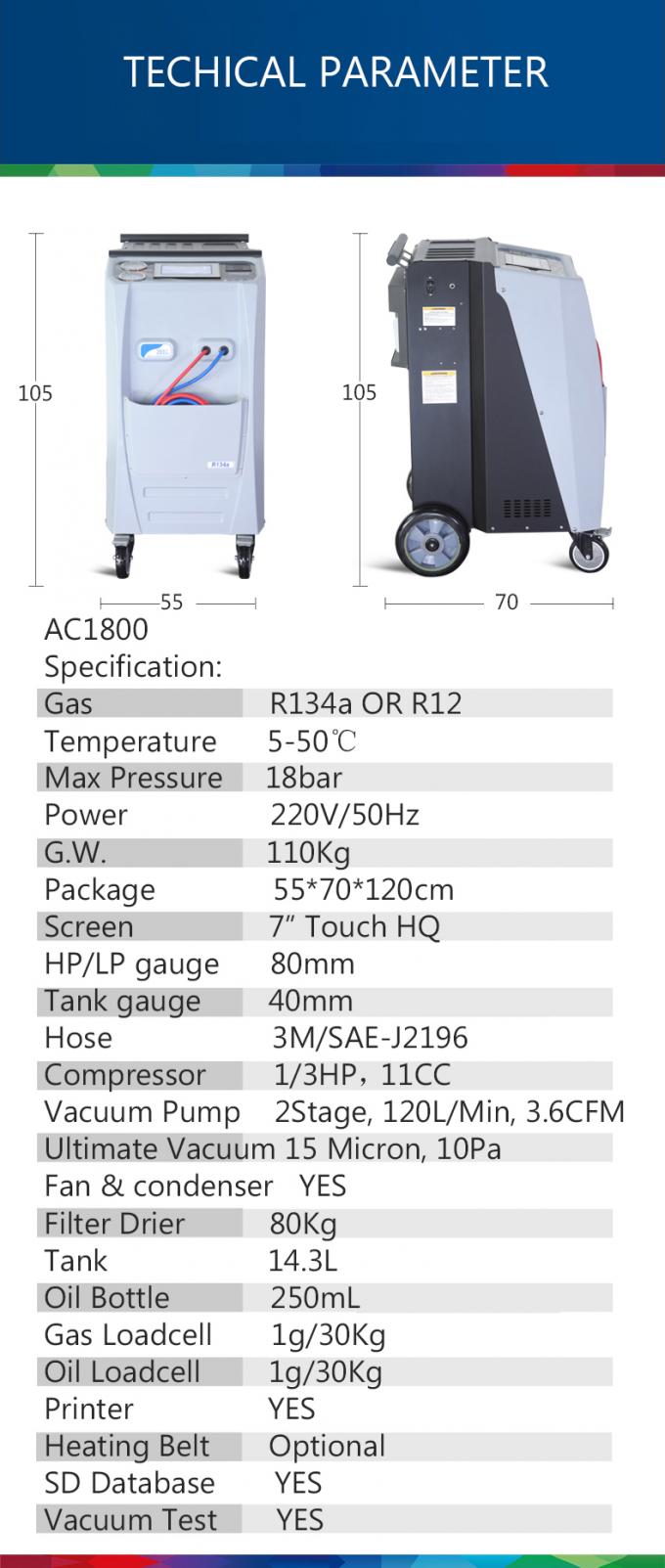 Fully automatic R134a Aircon Car AC Recovery Machine Service Station